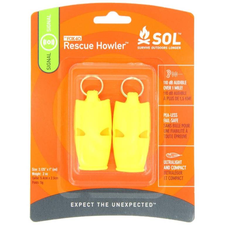 SOL Rescue Howler Whistle, 2/Pack - Adventure Pro Zone