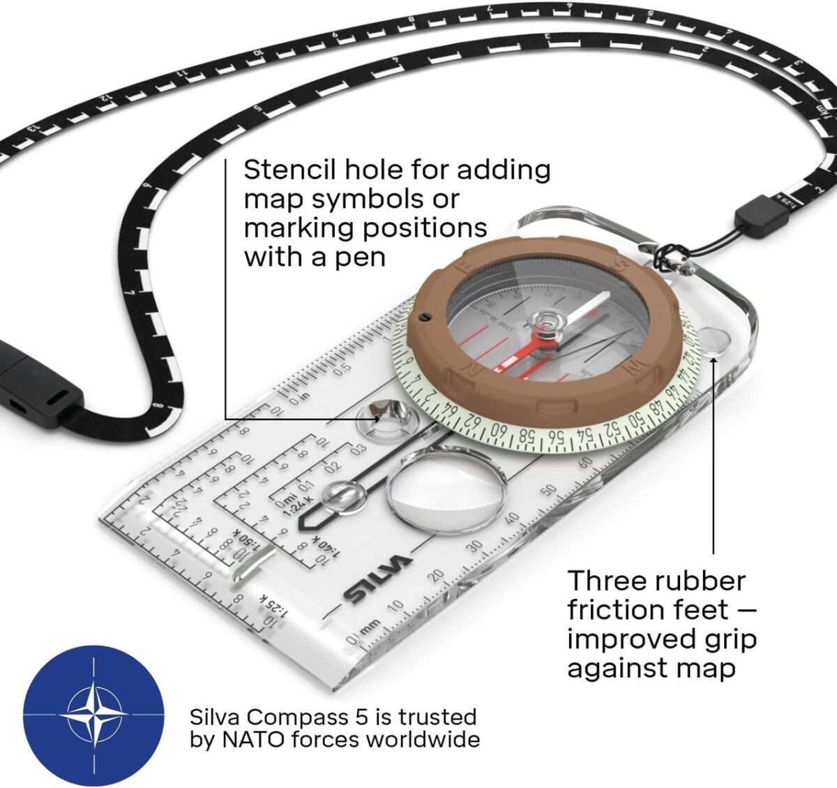 SILVA Military Base Plate Compass 5-6400/360 - Adventure Pro Zone